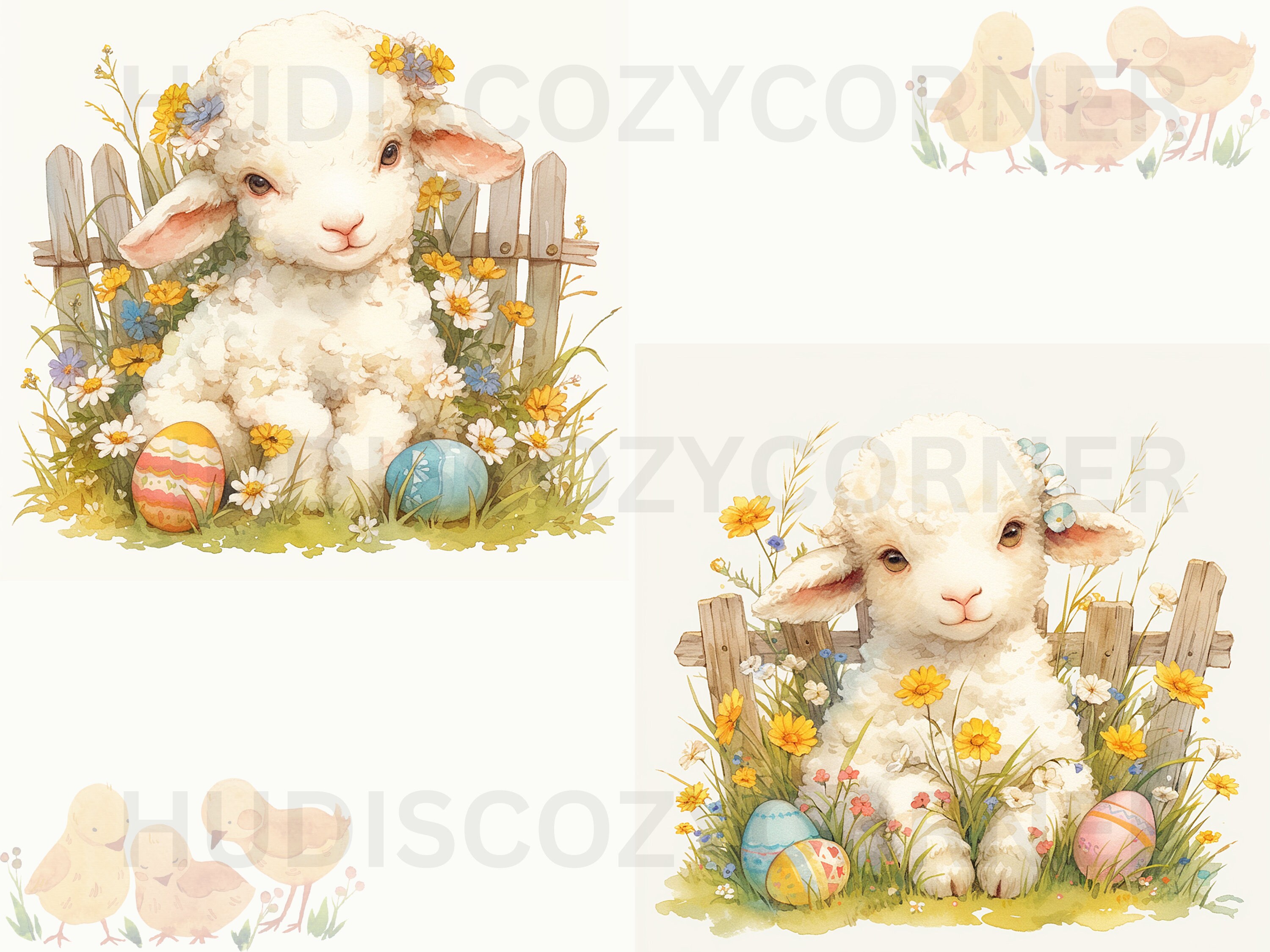 15 Watercolor Lamb Clipart Bundle for Easter Crafting Projects, Spring ...