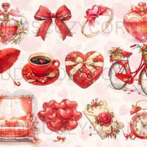55 Vintage Valentine's Day Clipart Bundle, Printable Soft Romance JPG ...