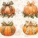 16 Fall Pumpkin With Bow Clipart Bundle, Watercolor Cozy Autumn ...