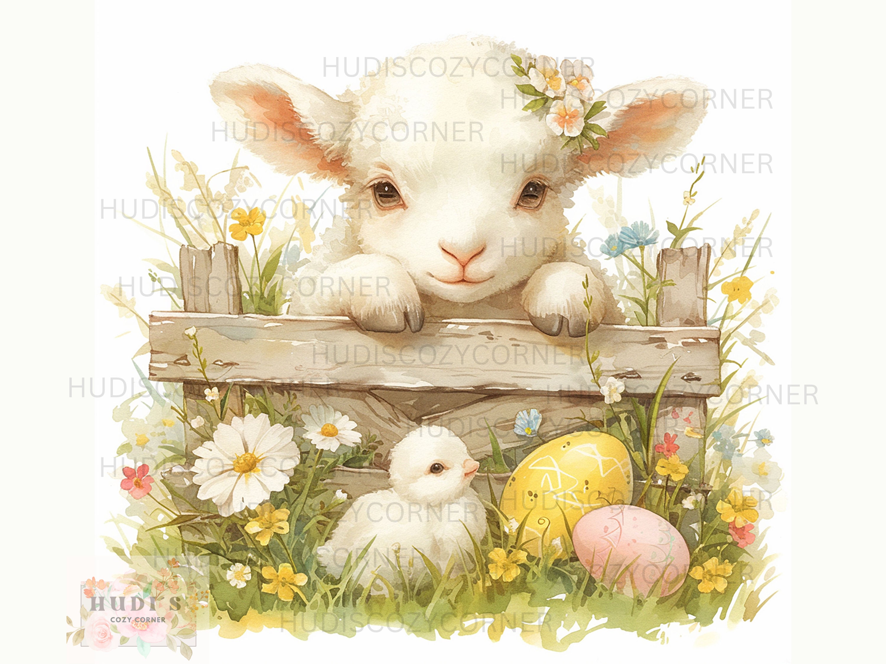 15 Watercolor Lamb Clipart Bundle for Easter Crafting Projects, Spring ...