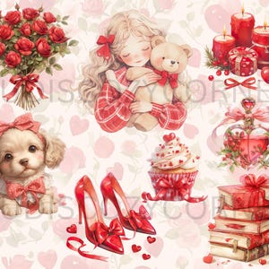 55 Vintage Valentine's Day Clipart Bundle, Printable Soft Romance JPG ...