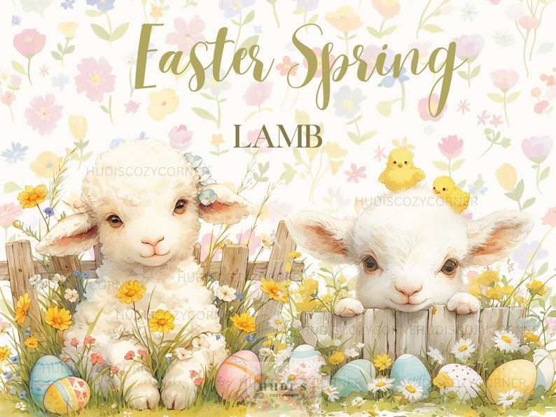 15 Watercolor Lamb Clipart Bundle for Easter Crafting Projects, Spring ...