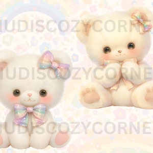 17 Cute Rainbow Themed Teddy Bear Clipart, Watercolor Pastel Teddies ...