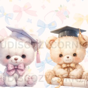 15 Graduating Teddy Bear Clipart Bundle, Watercolor Cute Grad Bear ...