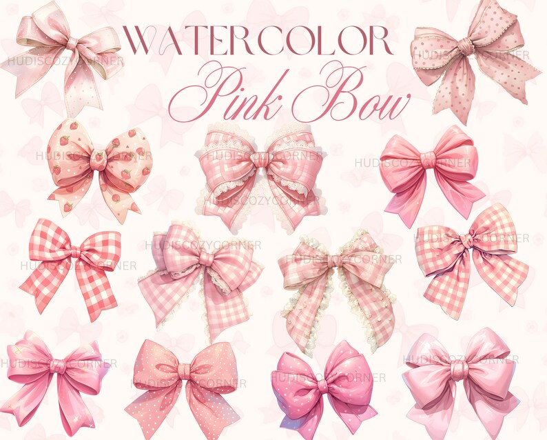 290+ Mega Bow Clipart Bundle, Watercolor Cute Bows and Ribbons in ...
