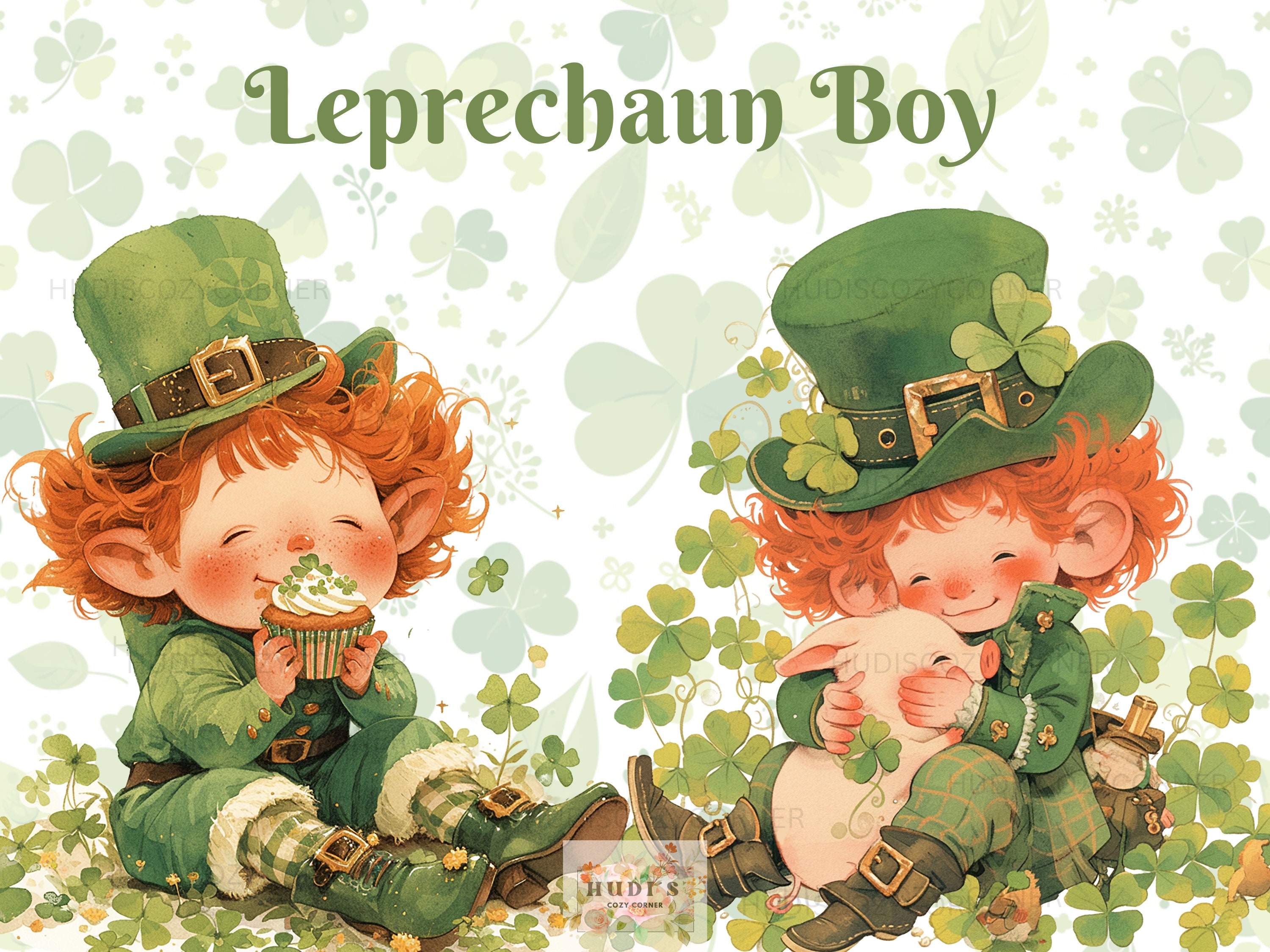 12 Adorable Vintage Leprechaun Boy, St Patrick's Day Watercolor Clipart ...