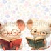 12 Cute Reading Mouse Clipart, Watercolor Cartoon Book Lover Mice ...