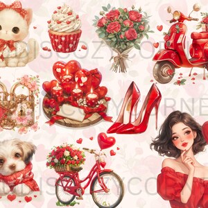 55 Vintage Valentine's Day Clipart Bundle, Printable Soft Romance JPG ...