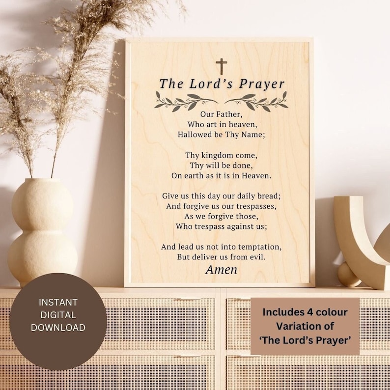 The Lord’s Prayer Wall Art Print, Our Father Prayer, Bible Verse ...