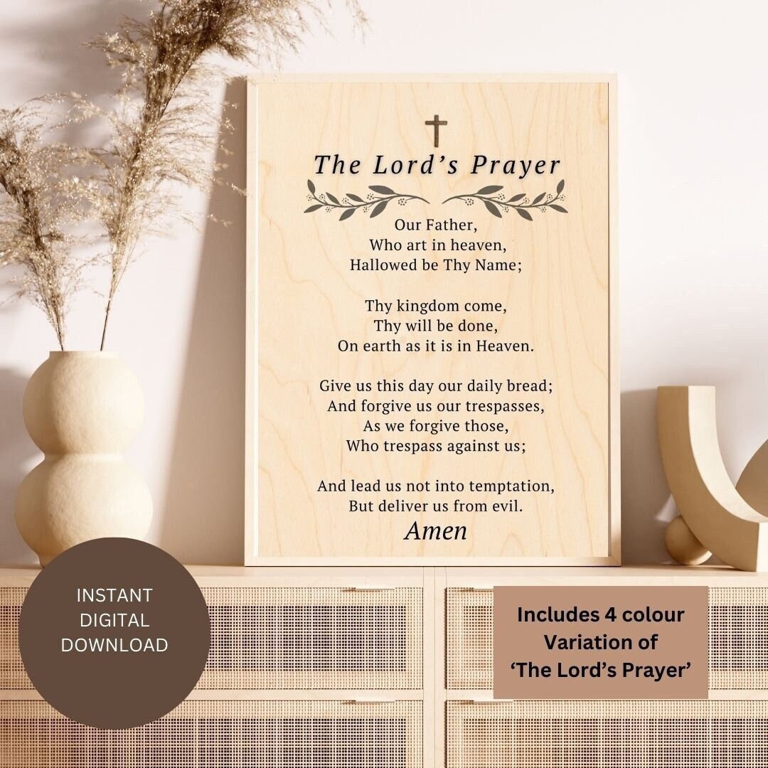 The Lord’s Prayer Wall Art Print, Our Father Prayer, Bible Verse ...