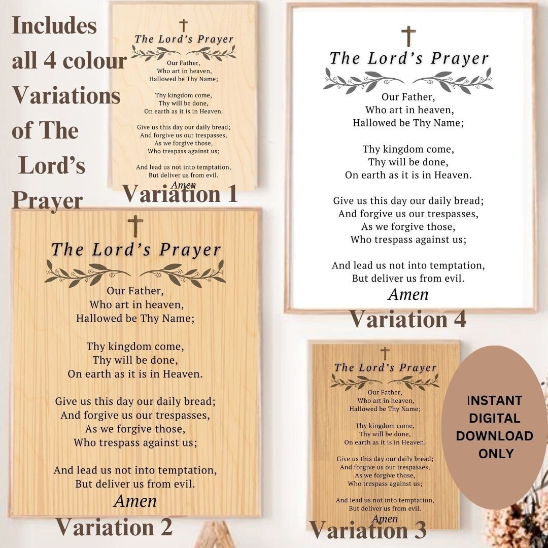 The Lord’s Prayer Wall Art Print, Our Father Prayer, Bible Verse ...