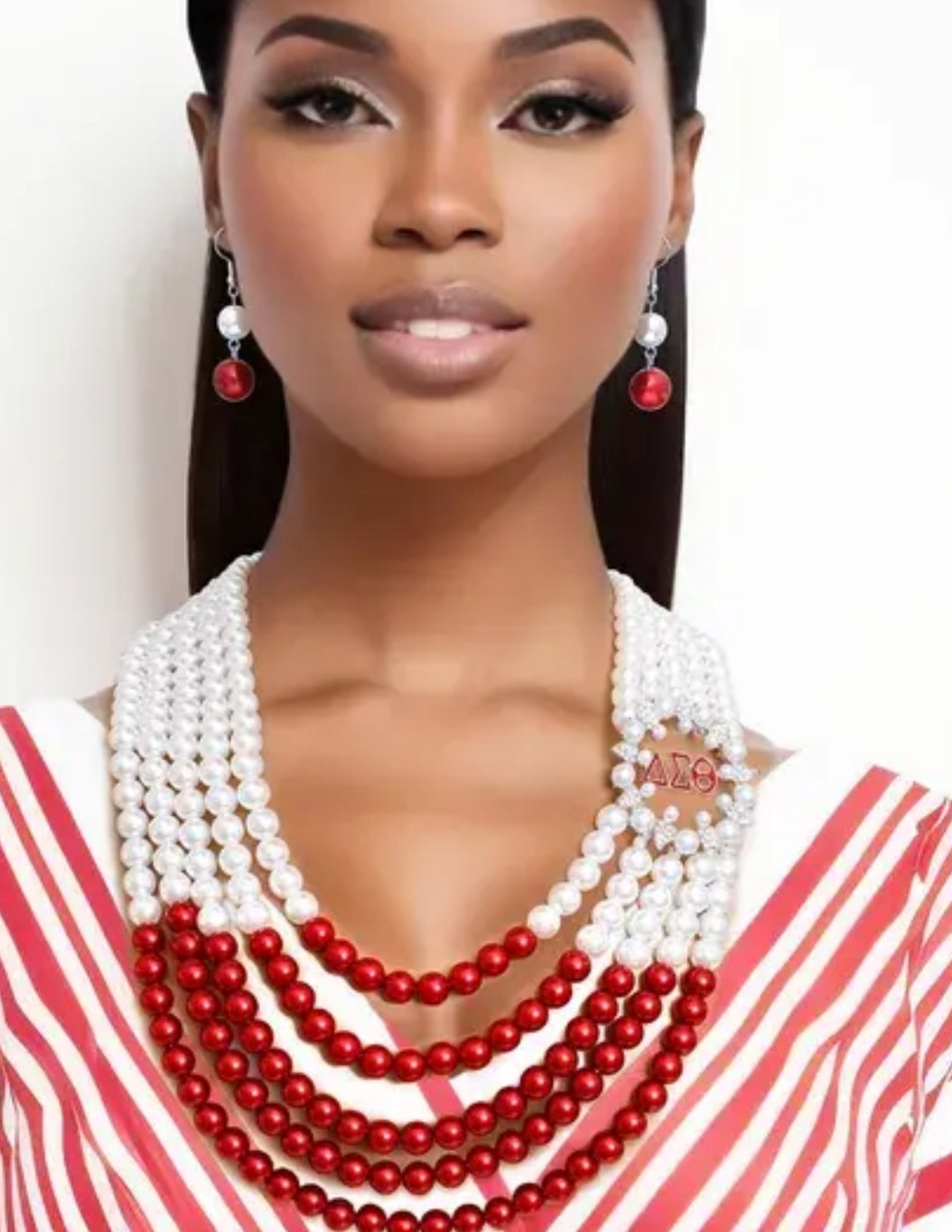 Delta Sigma Theta Pearl Necklace & Earring Set - Etsy