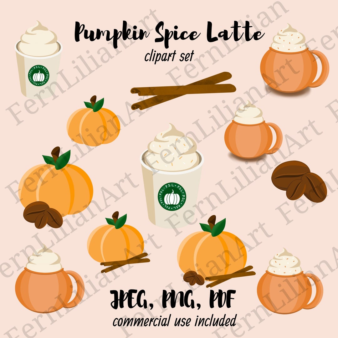 Pumpkin Spice Latte Clipart, Digital Clipart Set - Etsy