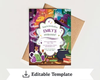 Magical Potion Birthday Invitation | Editable Template | Wizard Party ...
