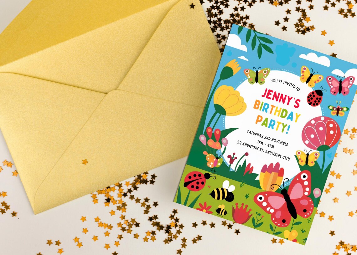 Custom Bugs and Insects Birthday Party Invitation | Garden Theme ...