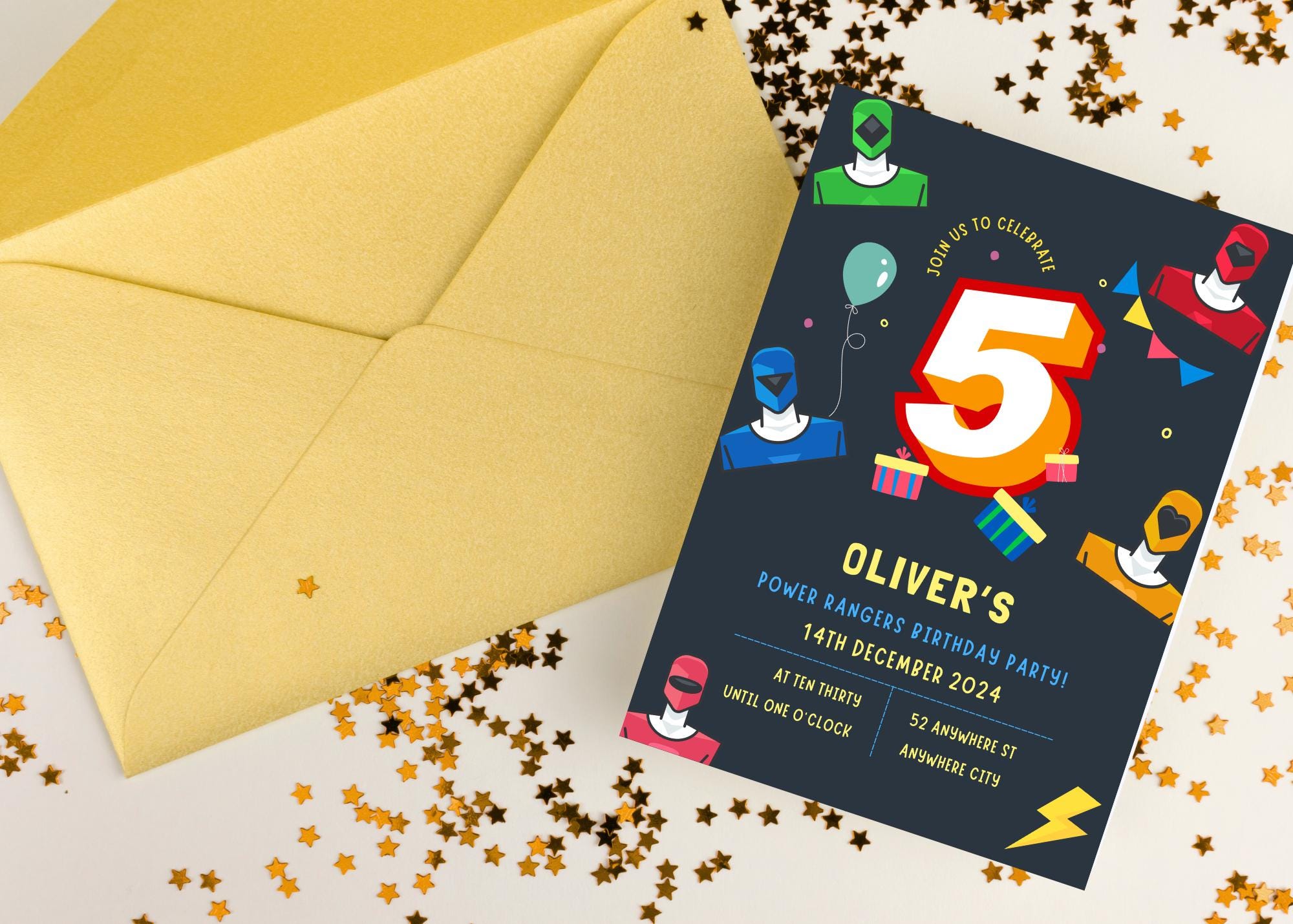 Custom Power Rangers Birthday Party Invitation | Kids Invite PDF - Etsy