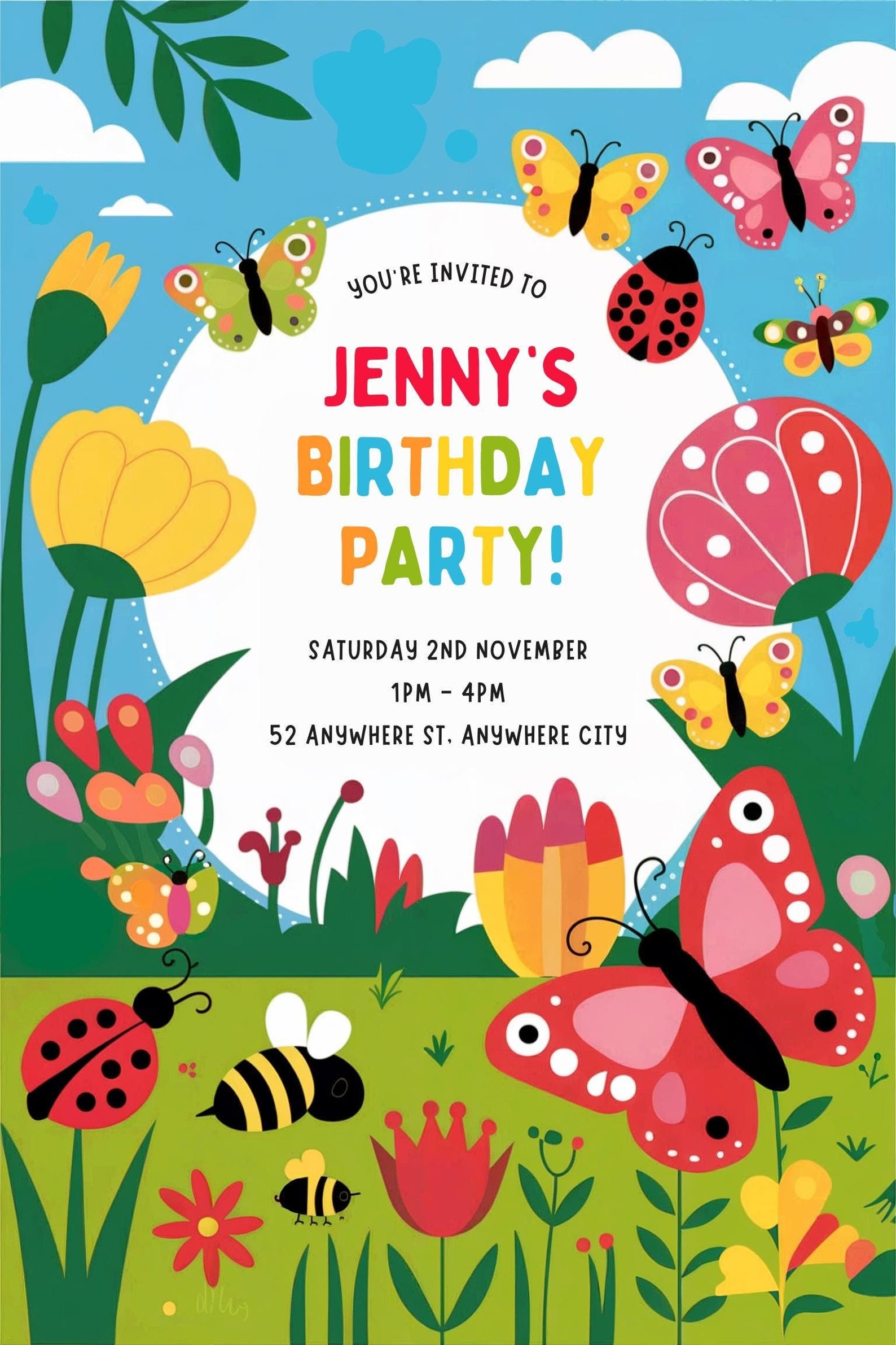Custom Bugs and Insects Birthday Party Invitation | Garden Theme ...