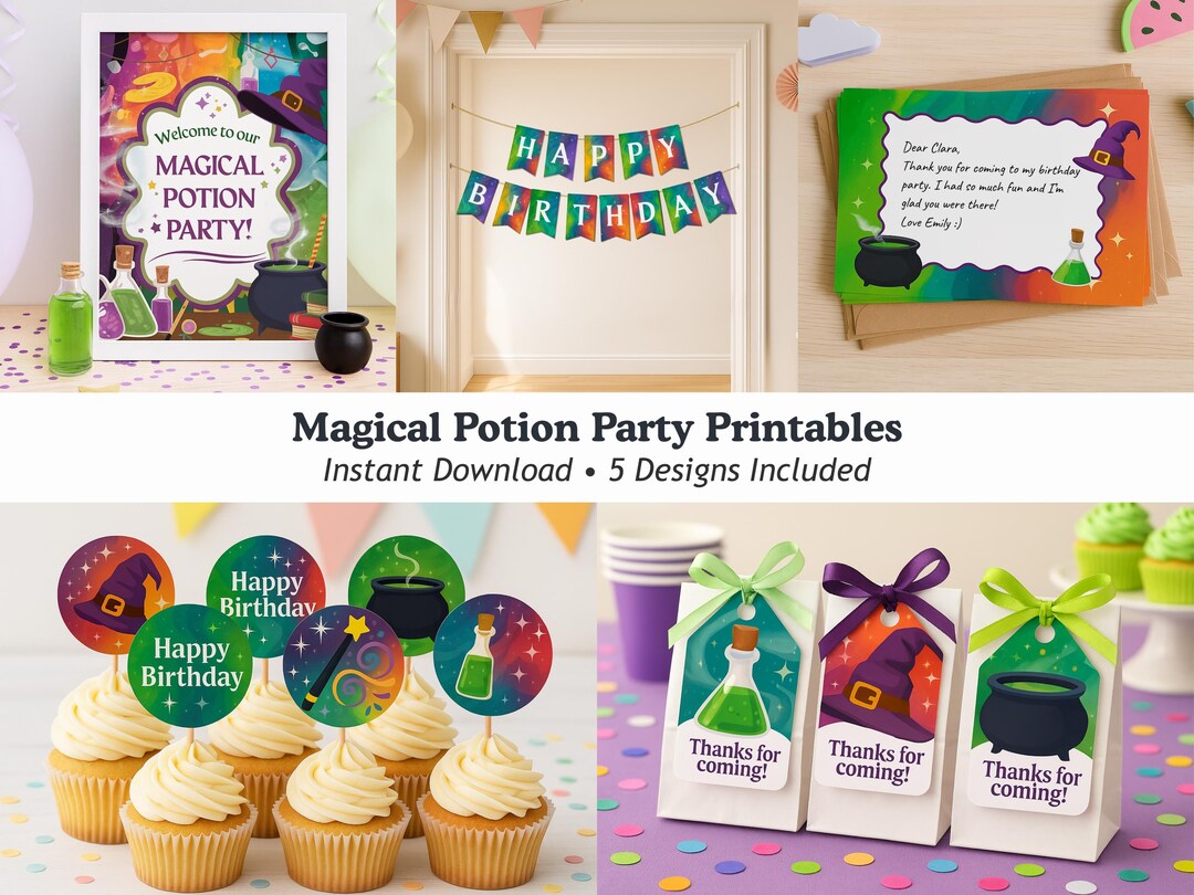 Magical Potion Party Printables | Witch or Wizard Birthday Decorations ...