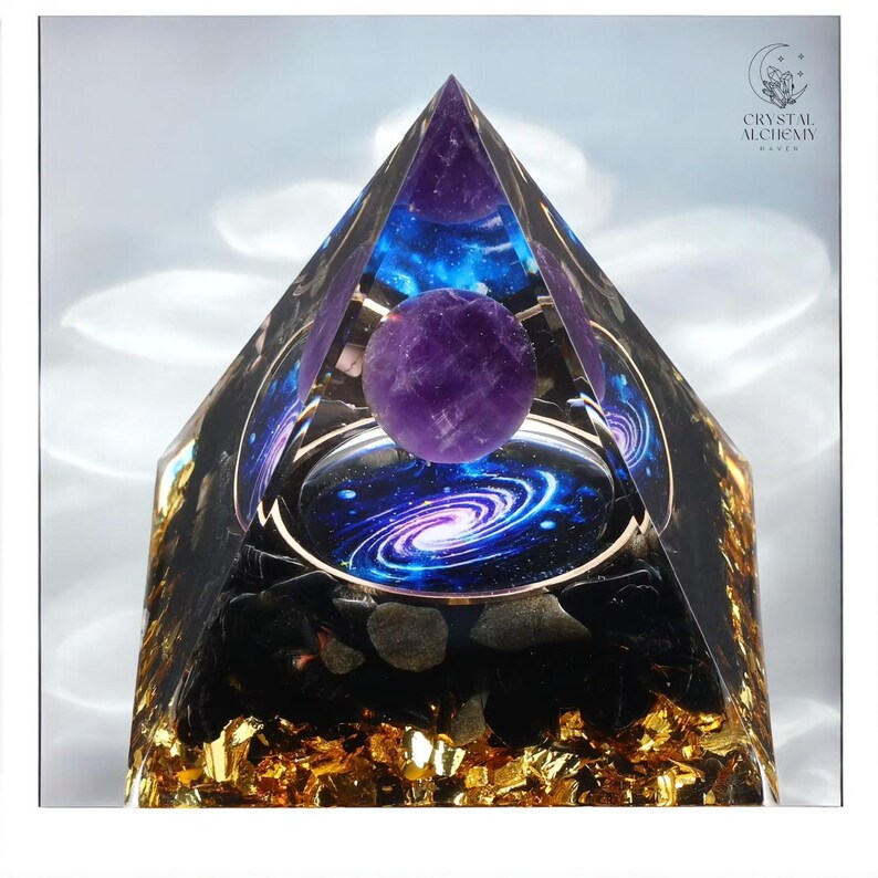 Orgone Pyramid for Positive Energy, Amethyst Crystal Sphere Pyramid ...
