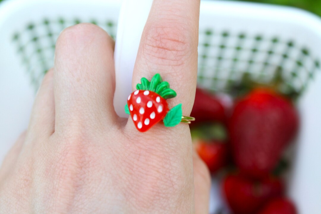 Strawberry Rings Strawberry Resin Rings Resin Rings - Etsy
