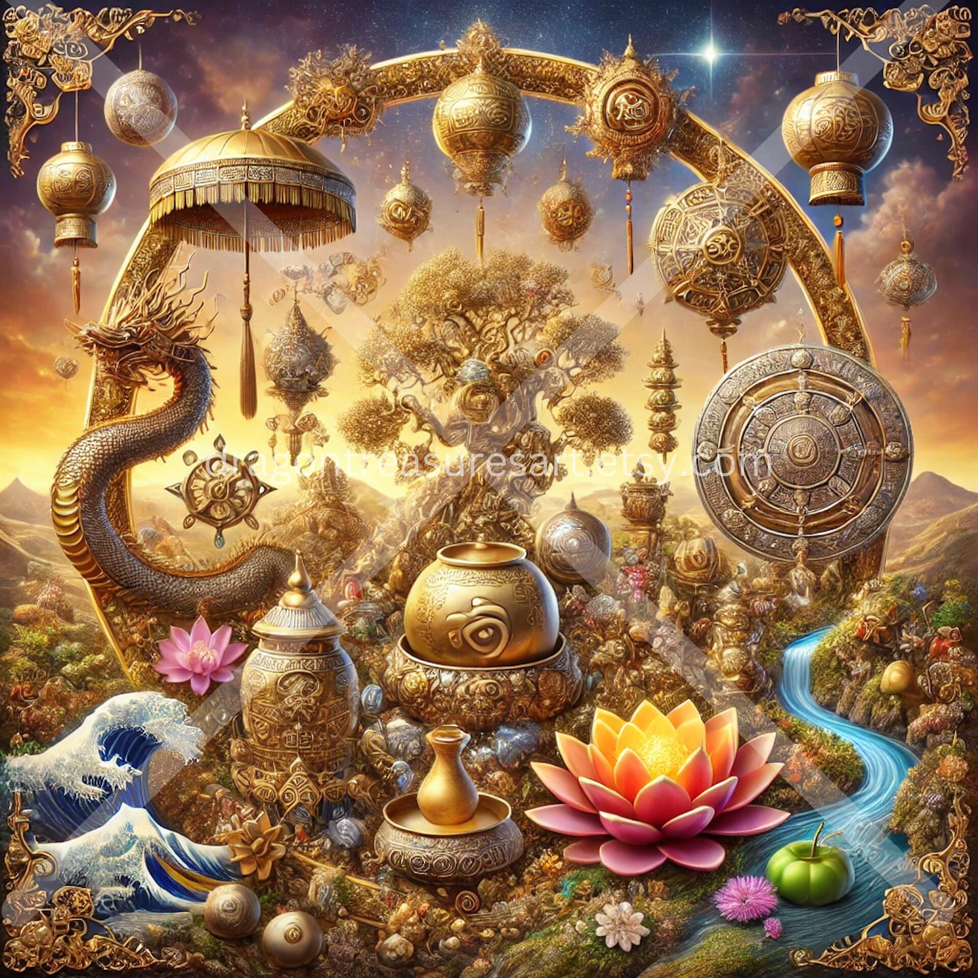 Eight Auspicious Symbols Download: Digital Art, Instant Downloadable ...