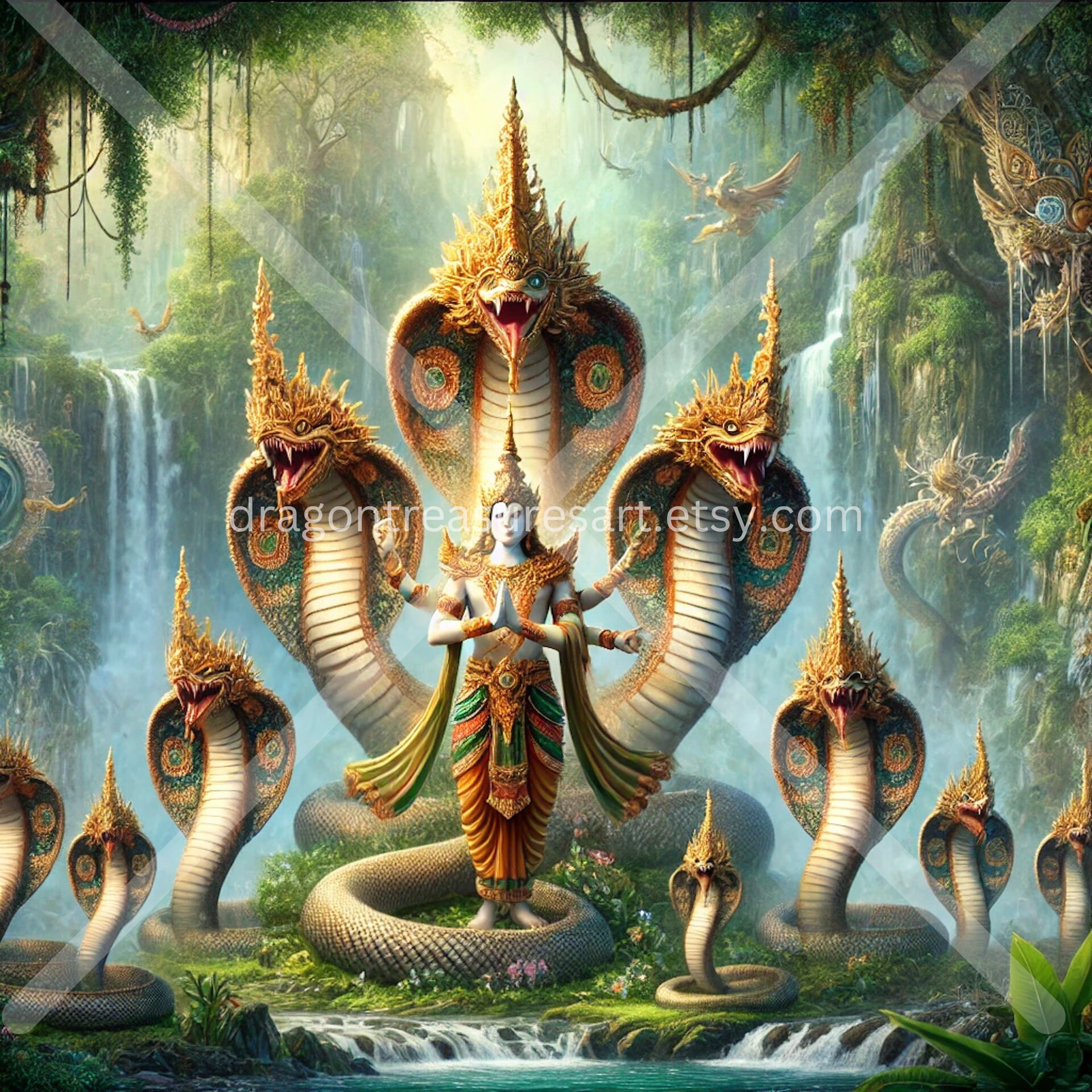 Nagas, Serpent Deities Download: Digital Art, Instant Downloadable Wallpaper, Downloadable ...