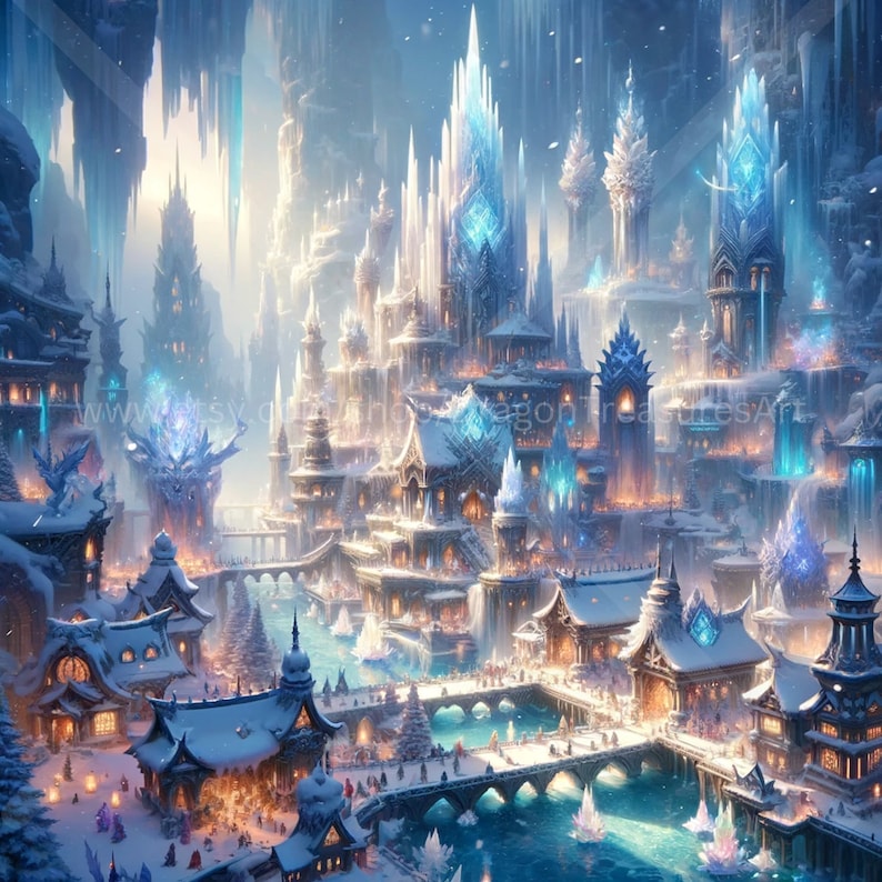 Snowfall City Download: Digital Art, Instant Downloadable Wallpaper ...