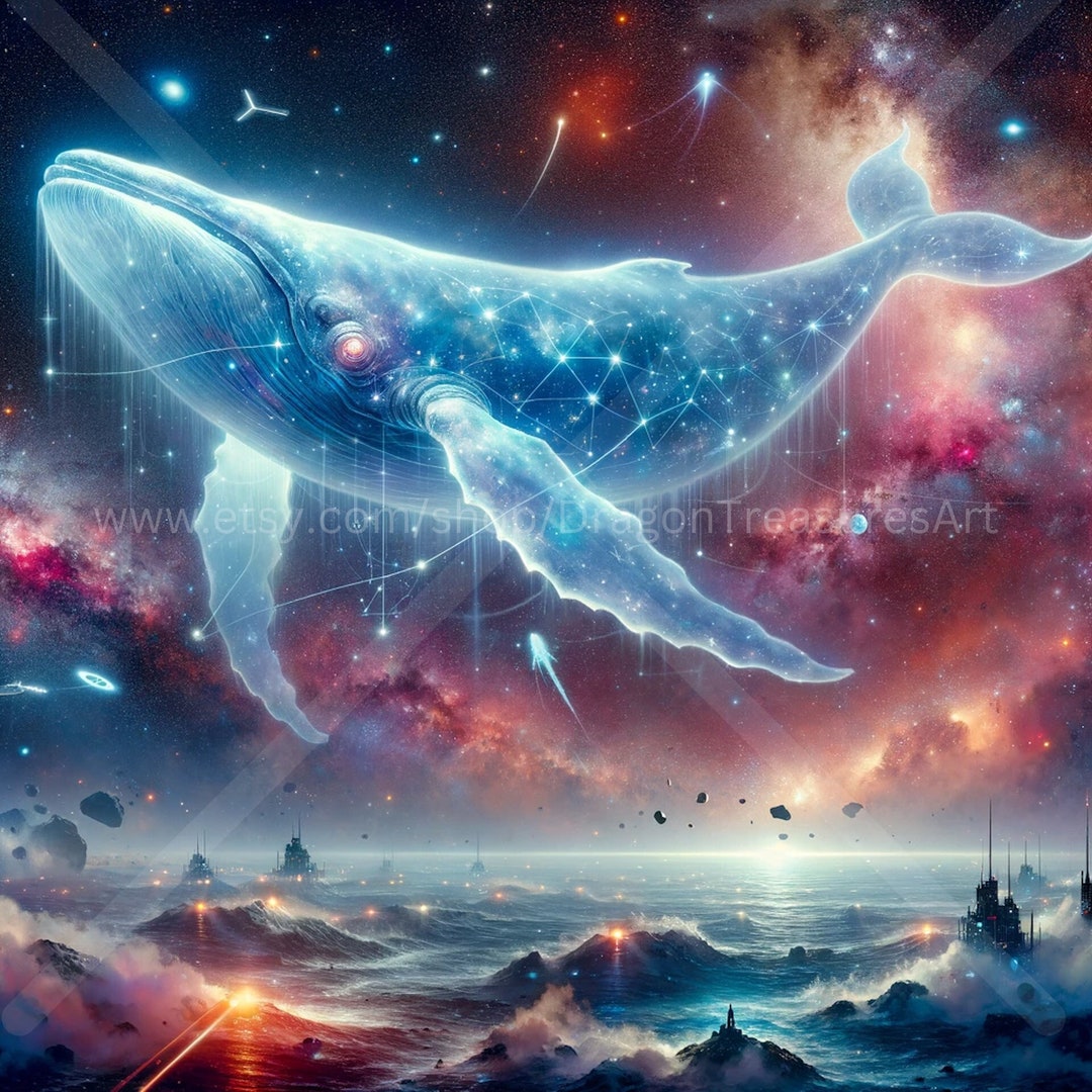 Celestial Whale Download: Digital Art, Instant Downloadable Wallpaper ...