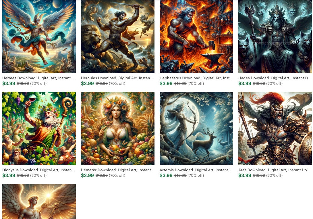 Greek Mythology Collection Bundle: Digital Art, Instant Downloadable ...