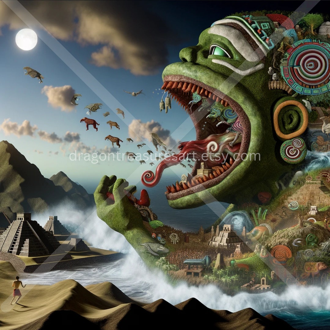 Tlaltecuhtli Download: Digital Art, Instant Downloadable Wallpaper ...