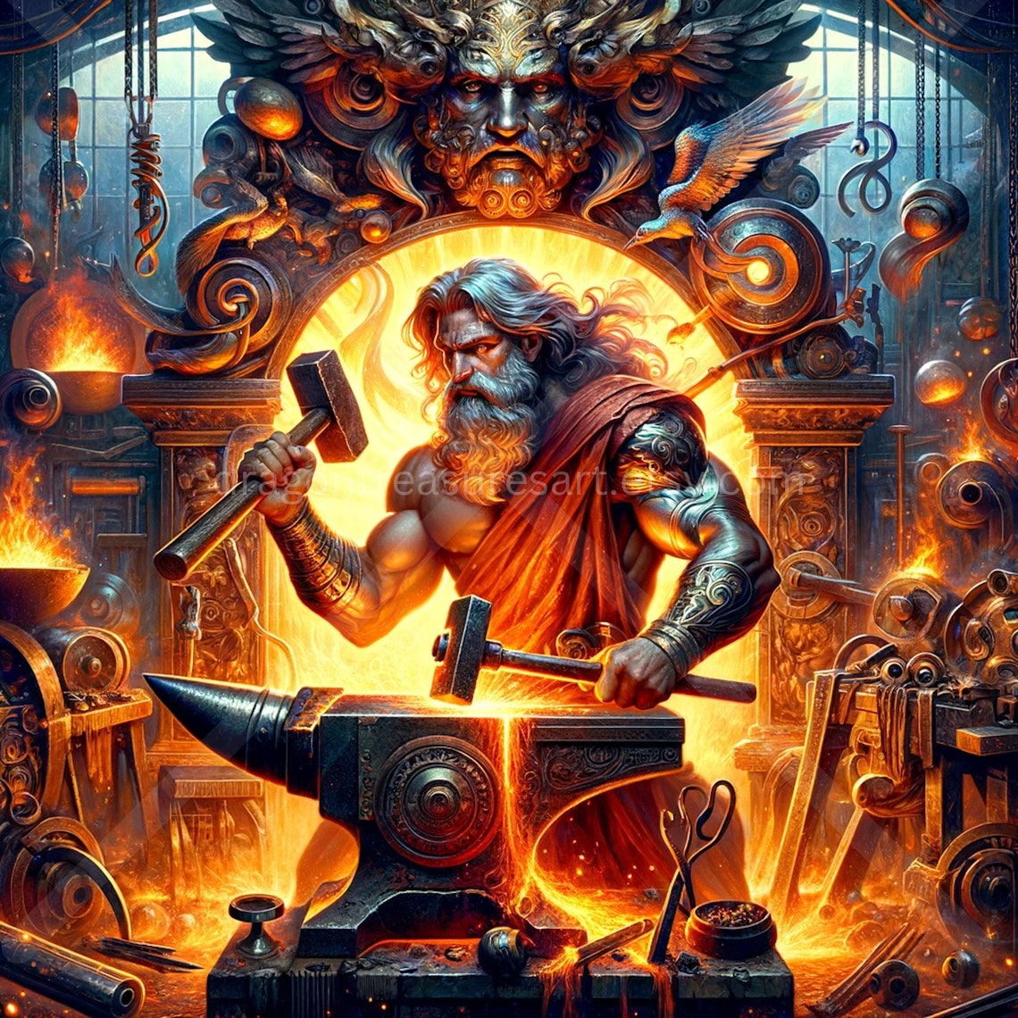 Hephaestus Download: Digital Art, Instant Downloadable Wallpaper, Downloadable Fantasy Art ...