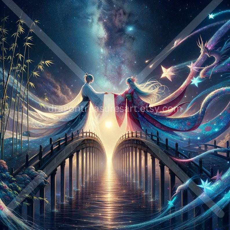 Tanabata - Orihime & Hikoboshi Download: Digital Art, Instant ...