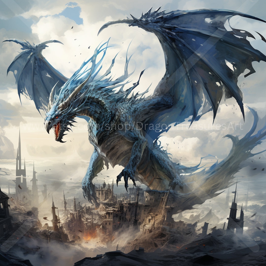 Blue Dragon - City Destruction Download: Digital Art, Instant ...