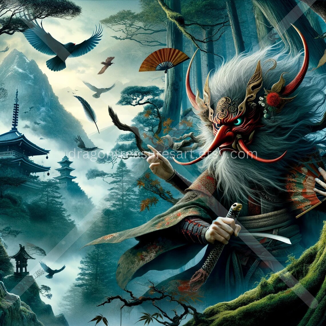 Tengu Download: Digital Art, Instant Downloadable Wallpaper ...