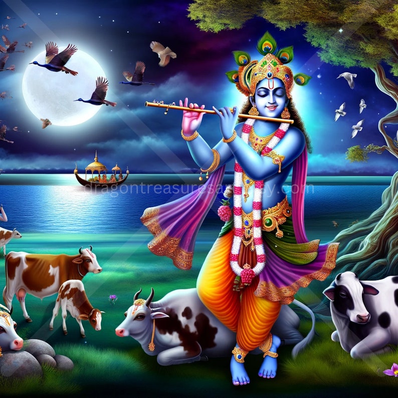 Lord Krishna Download: Digital Art, Instant Downloadable Wallpaper ...