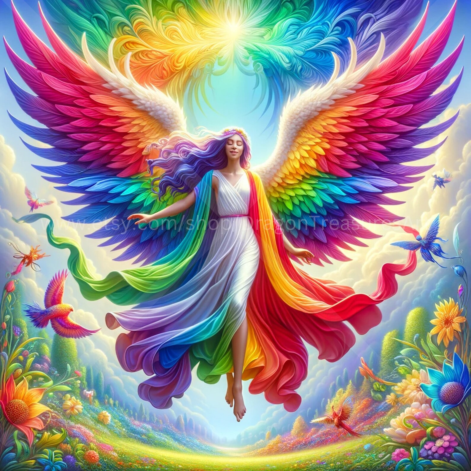 Rainbow Angel Download: Digital Art, Instant Downloadable Wallpaper ...