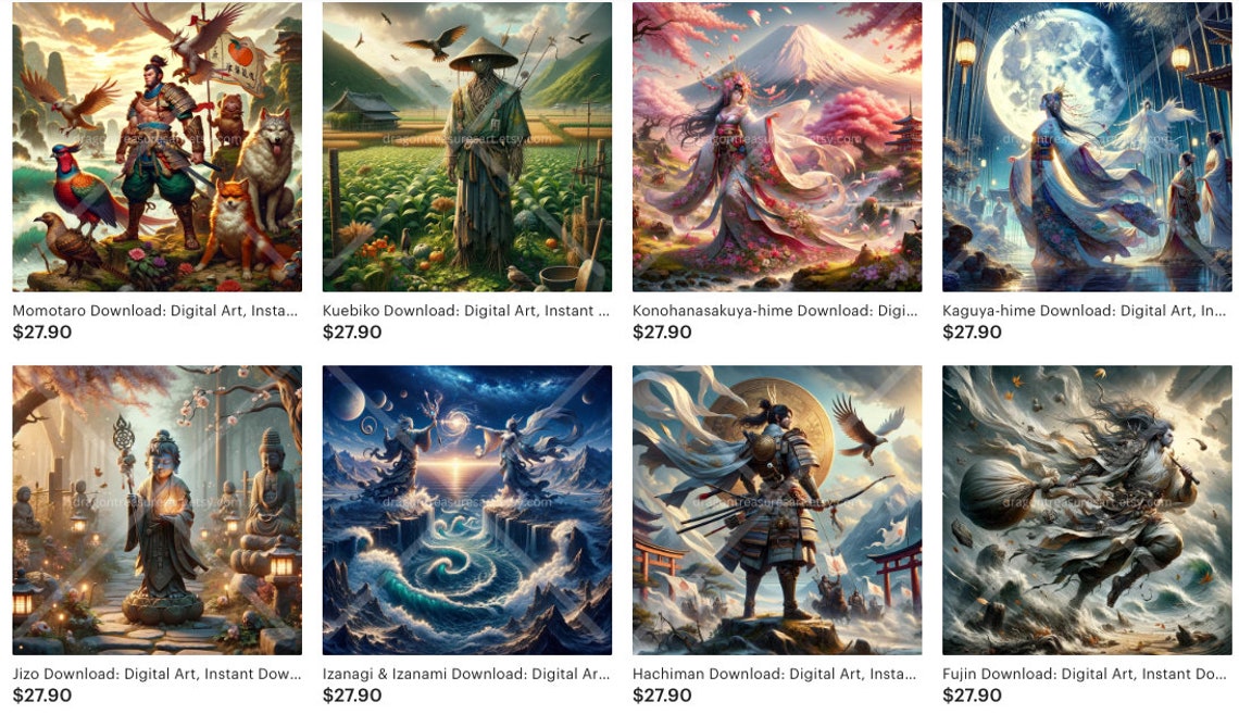 Japanese Mythology Collection Bundle: Digital Art, Instant Downloadable ...
