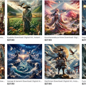 Japanese Mythology Collection Bundle: Digital Art, Instant Downloadable ...