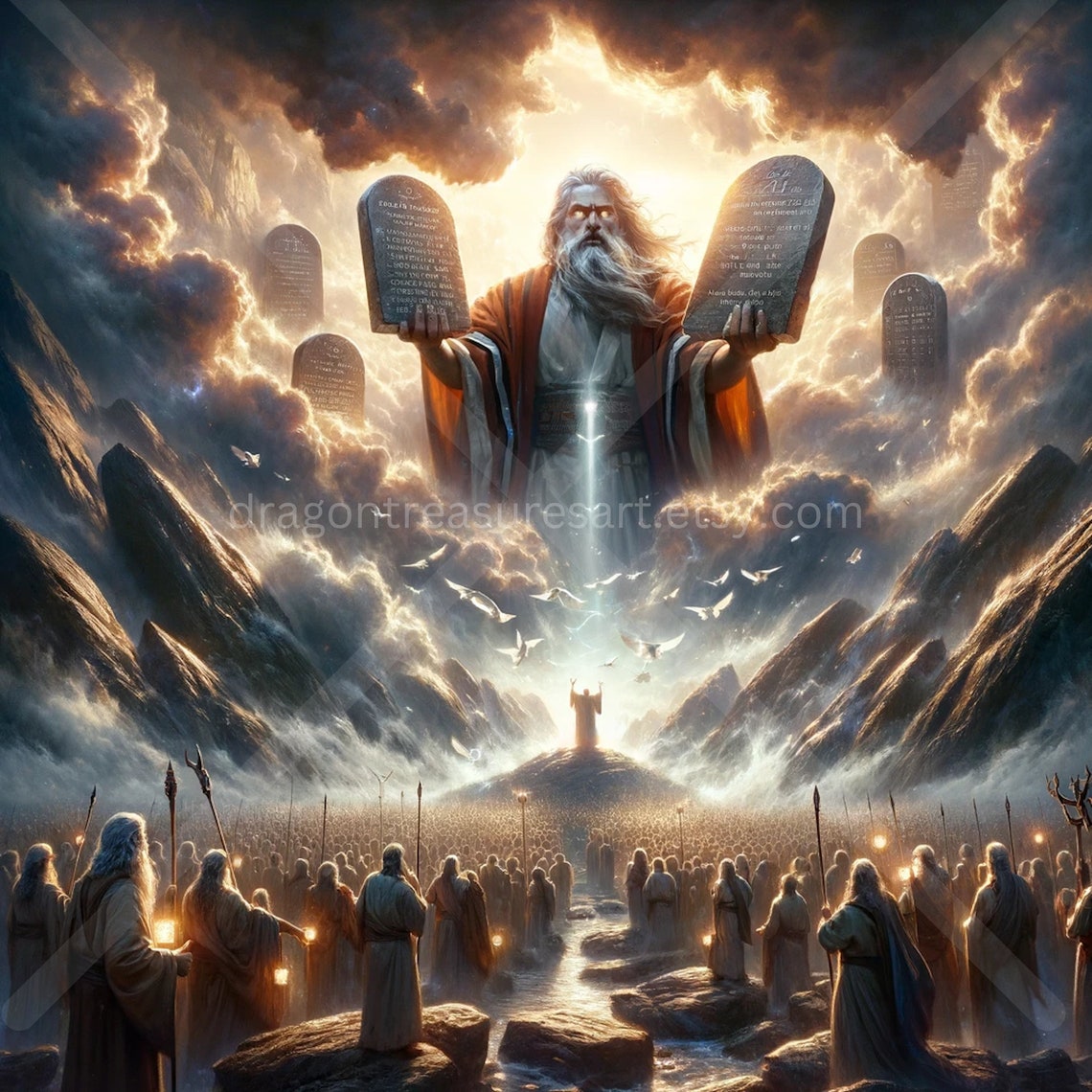 Moses and the Ten Commandments Download: Digital Art, Instant ...