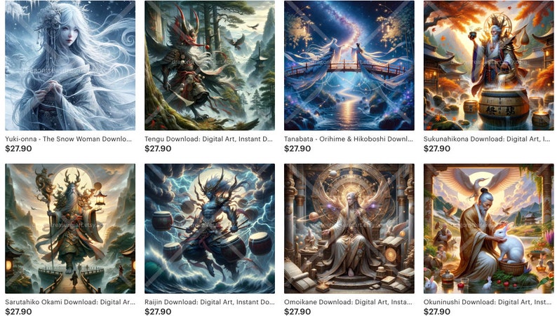 Japanese Mythology Collection Bundle: Digital Art, Instant Downloadable ...