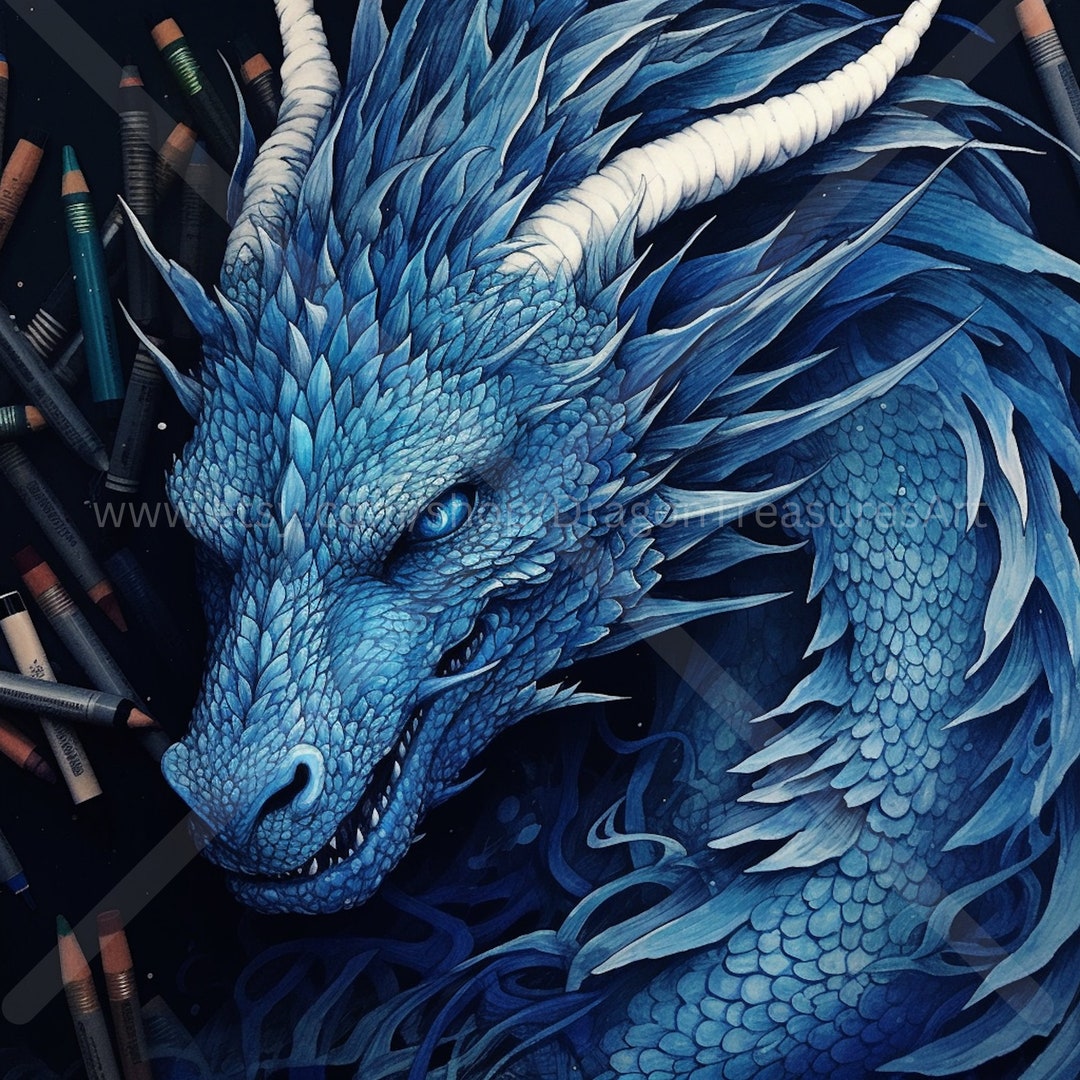 Mystical Blue Dragon Download: Digital Art, Instant Downloadable ...