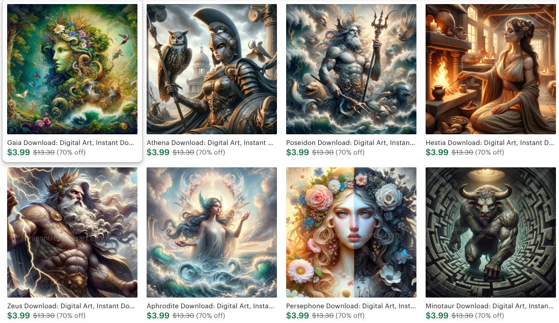 Greek Mythology Collection Bundle: Digital Art, Instant Downloadable ...