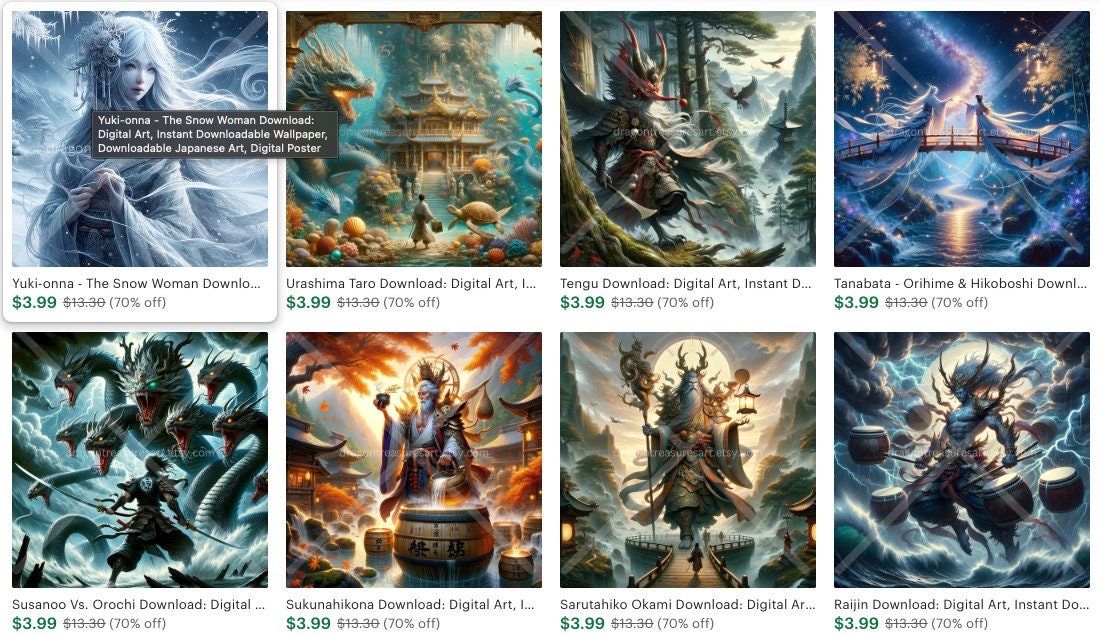 Japanese Mythology Collection Bundle: Digital Art, Instant Downloadable ...