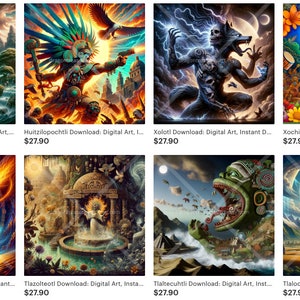 Aztec Mythology Collection Bundle: Digital Art, Instant Downloadable ...