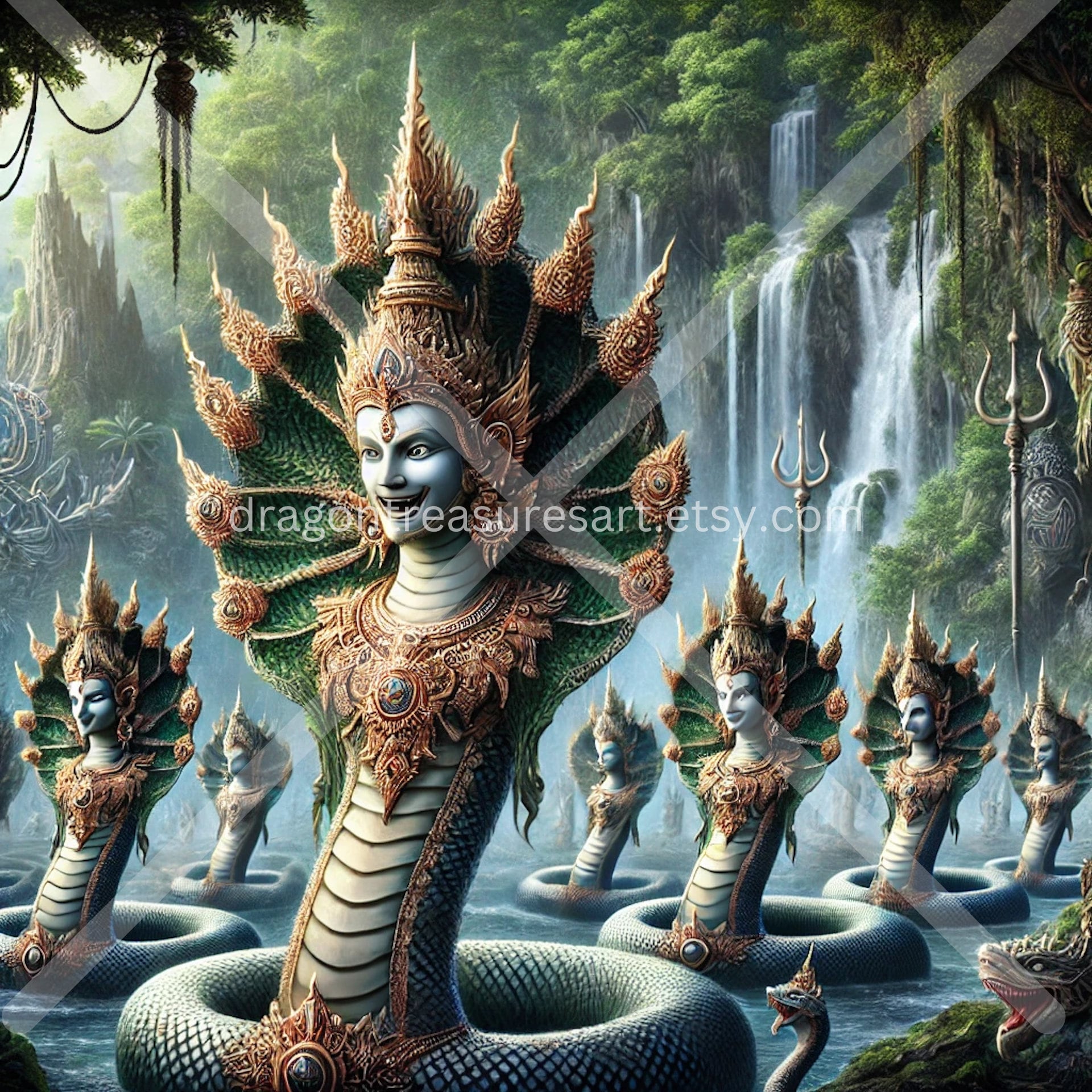 Nagas, Serpent Deities Download: Digital Art, Instant Downloadable Wallpaper, Downloadable ...