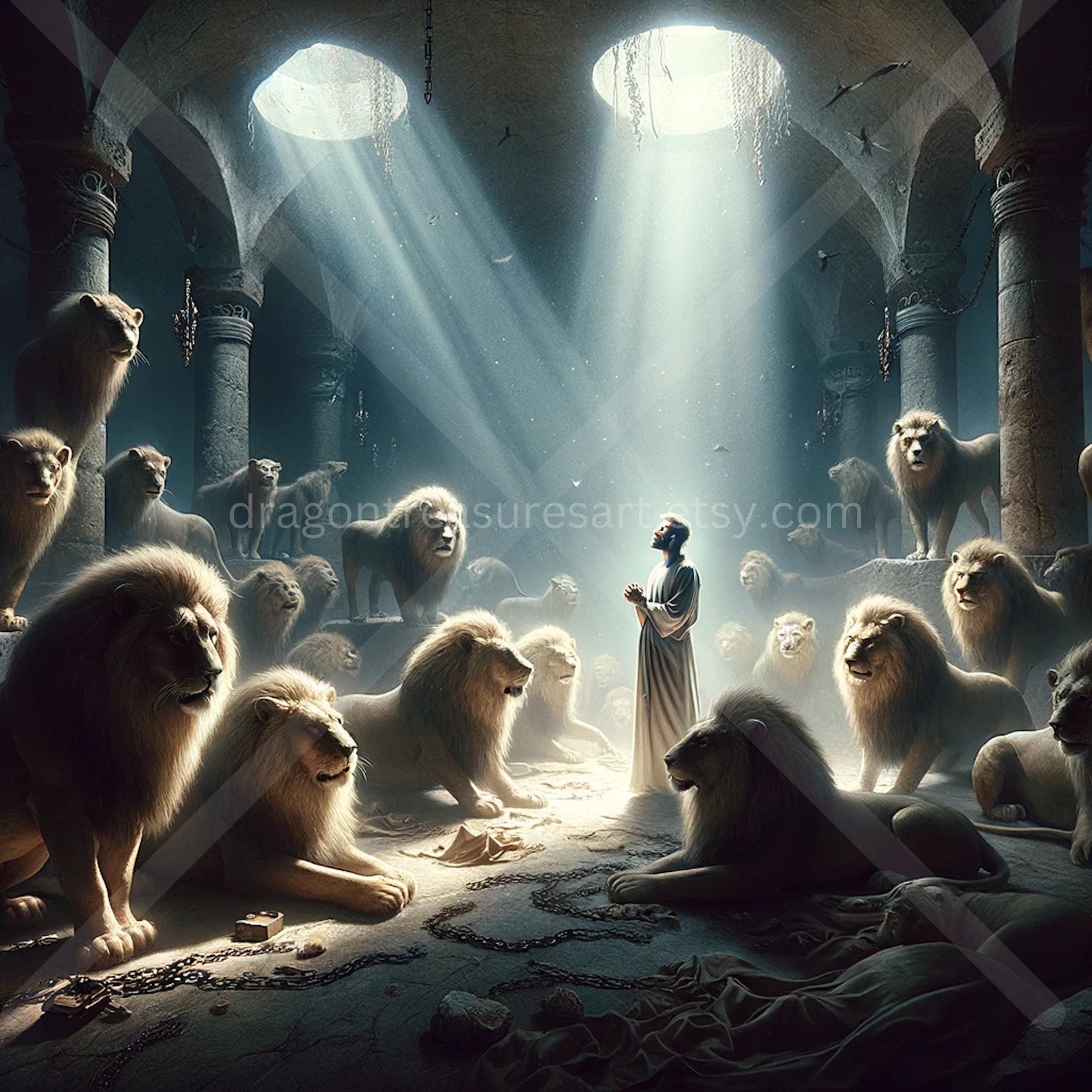 Daniel in the Lions' Den Download: Digital Art, Instant Downloadable ...