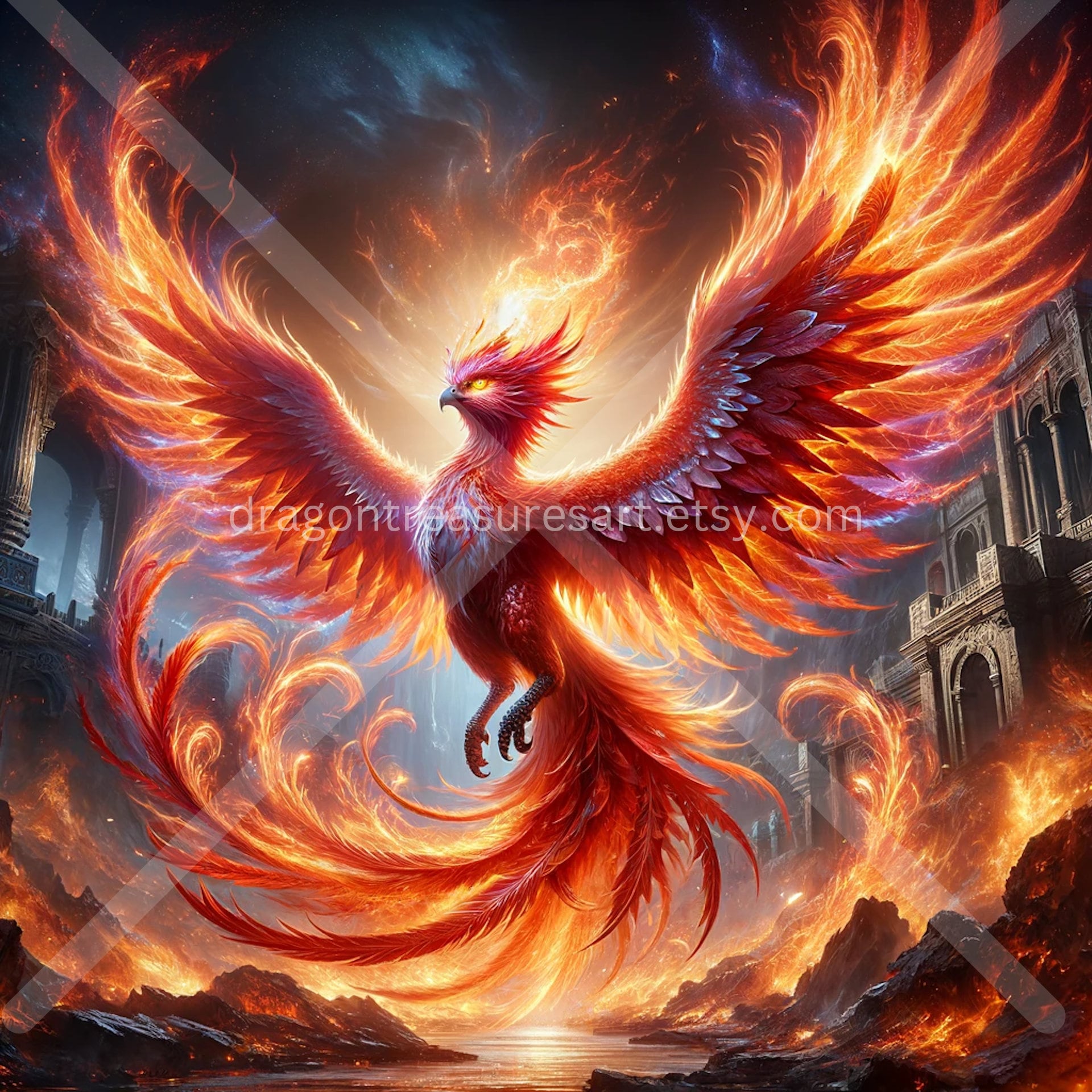Infernus Phoenix Download: Digital Art, Instant Downloadable Wallpaper ...