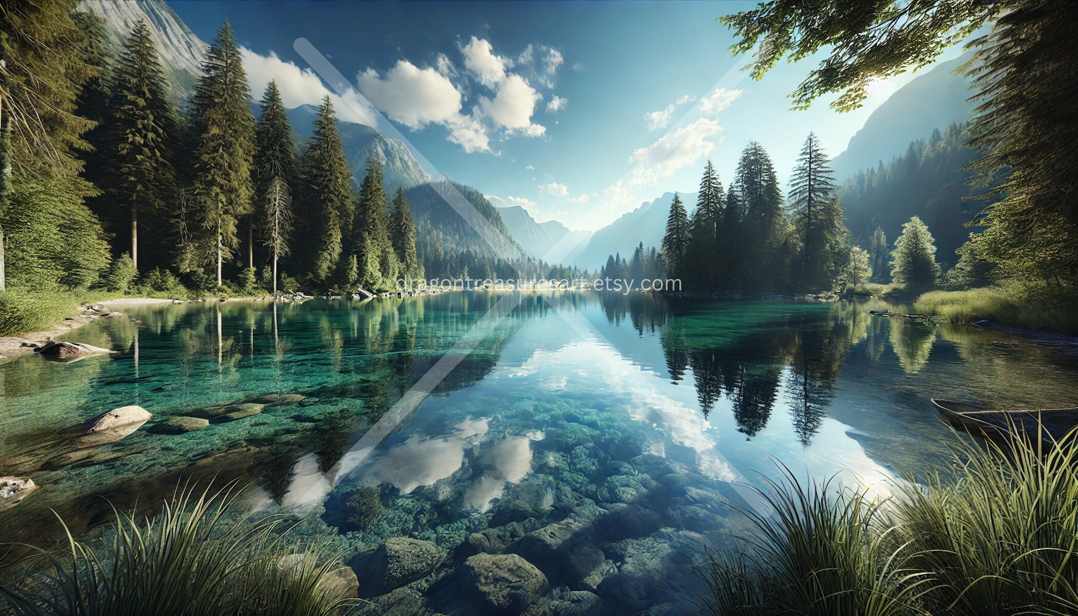 Tranquil Lake Download: Digital Art, Instant Downloadable Wallpaper ...