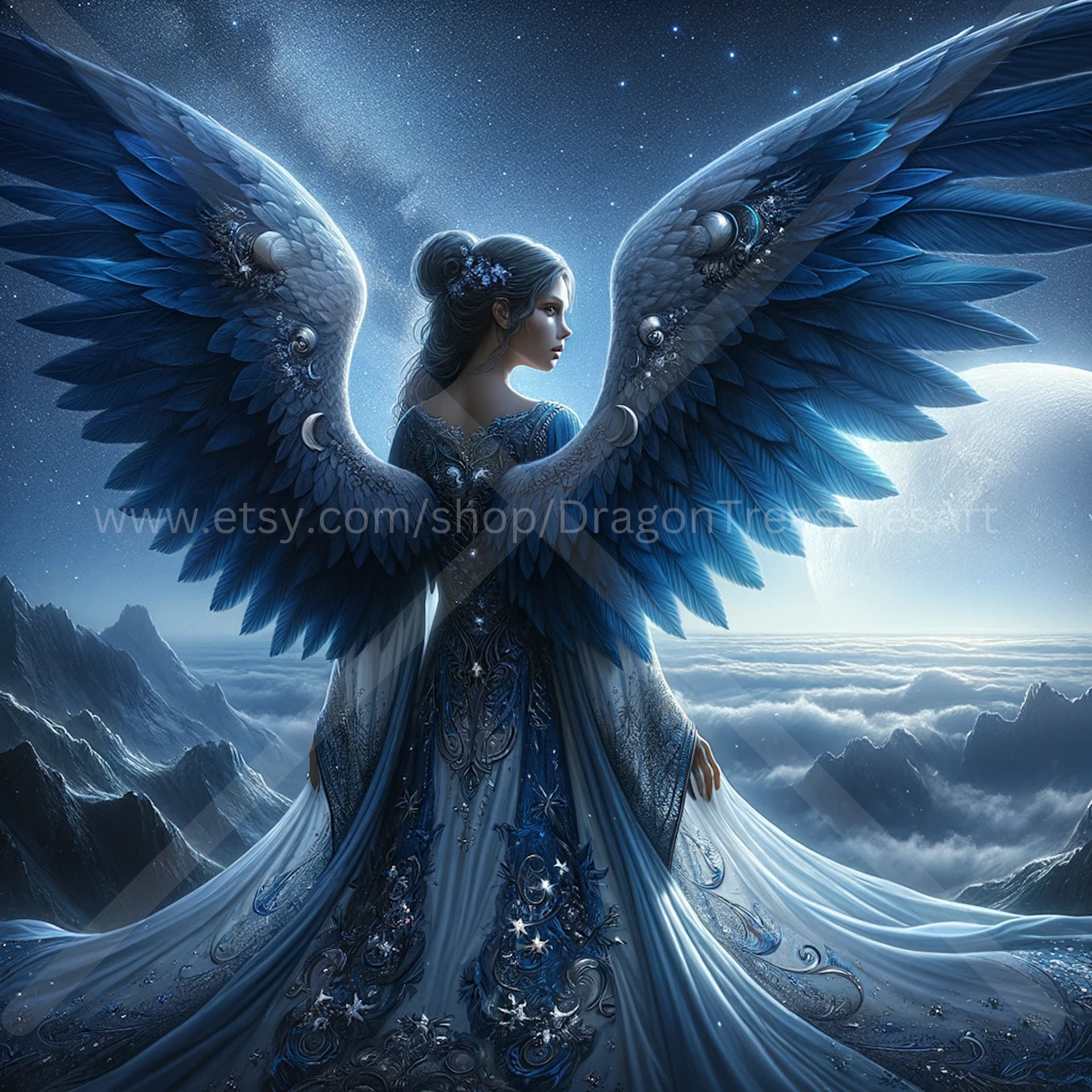 Lunar Angel Download: Digital Art, Instant Downloadable Wallpaper, Downloadable Fantasy Art ...