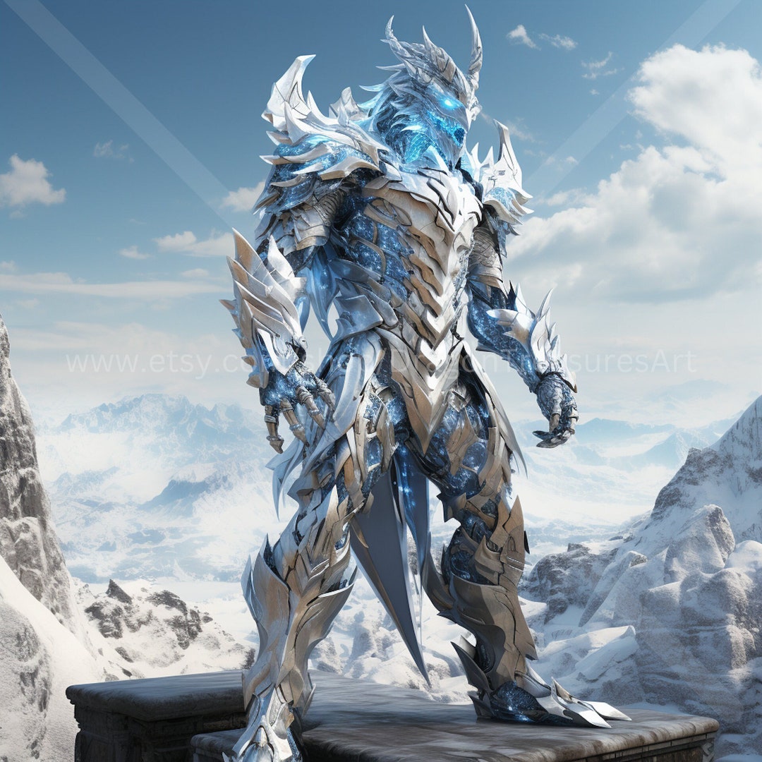 Ice Dragon Knight Download: Digital Art, Instant Downloadable Wallpaper ...